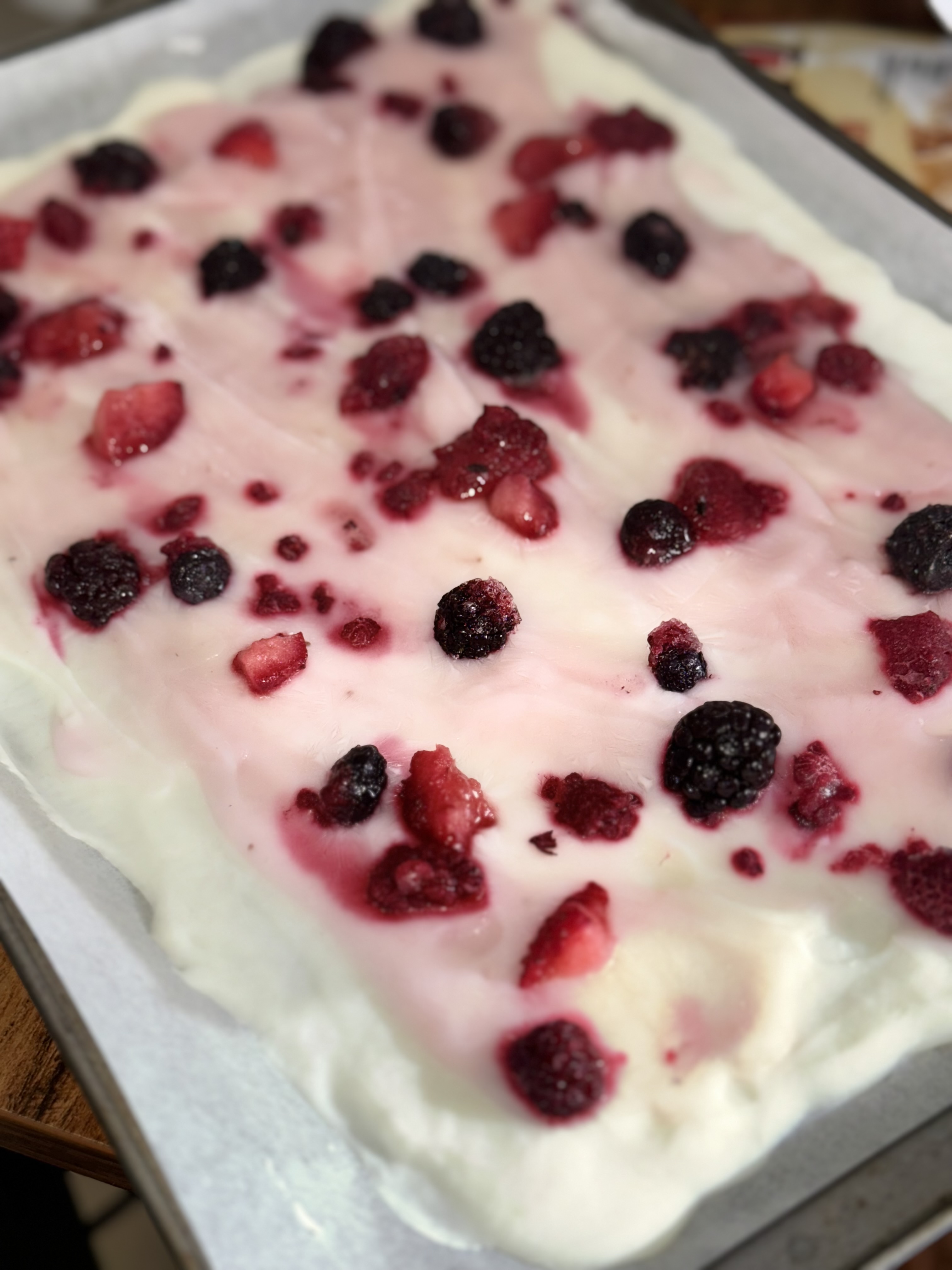 Healthy Frozen Greek Yogurt Berry Bark Recipe - Measuring with Heart